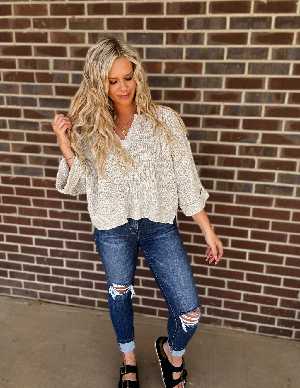 Old Money knit sweater- Heathered Mocha – MadisonJules