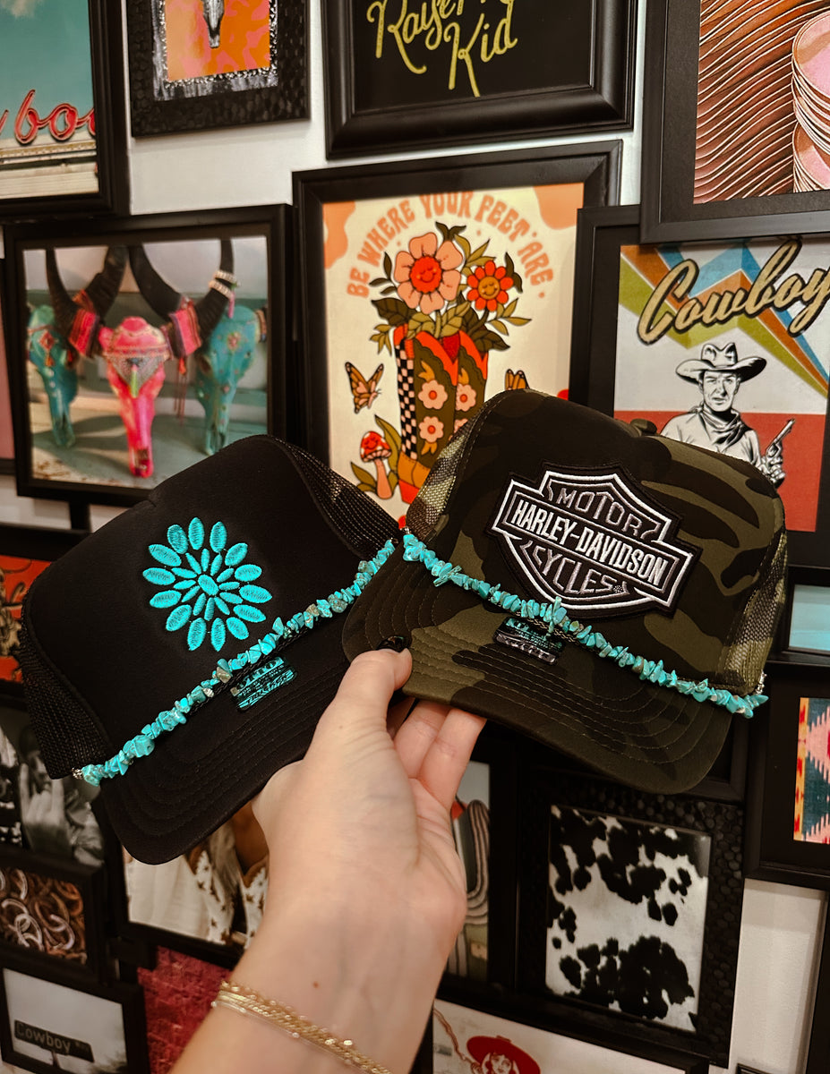 Turquoise stone trucker hat band – MadisonJules